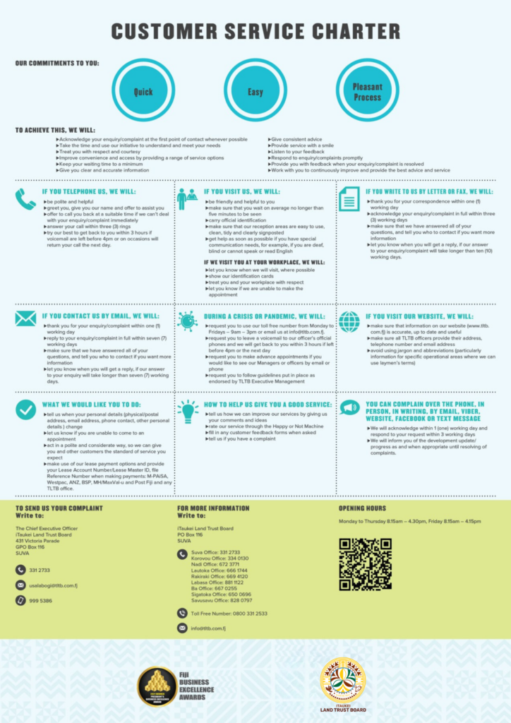 Customer Service Charter - iTaukei Land Trust Board (TLTB)