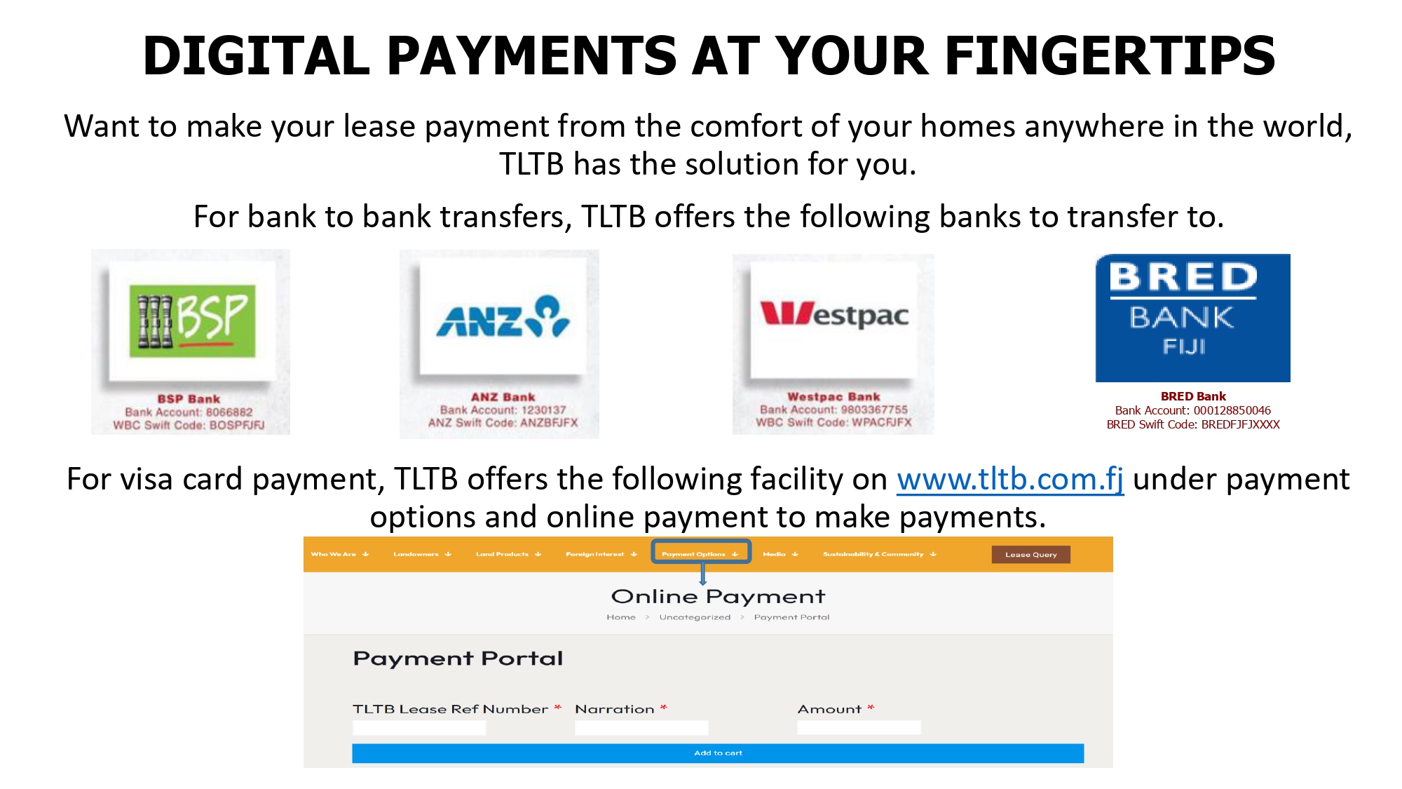 Convenient Payments with TLTB - iTaukei Land Trust Board (TLTB)